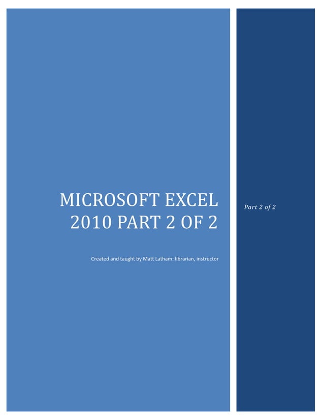 Microsoft excel part 2 | PDF