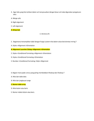 contoh ujian Microsoft excel 2007 | PDF