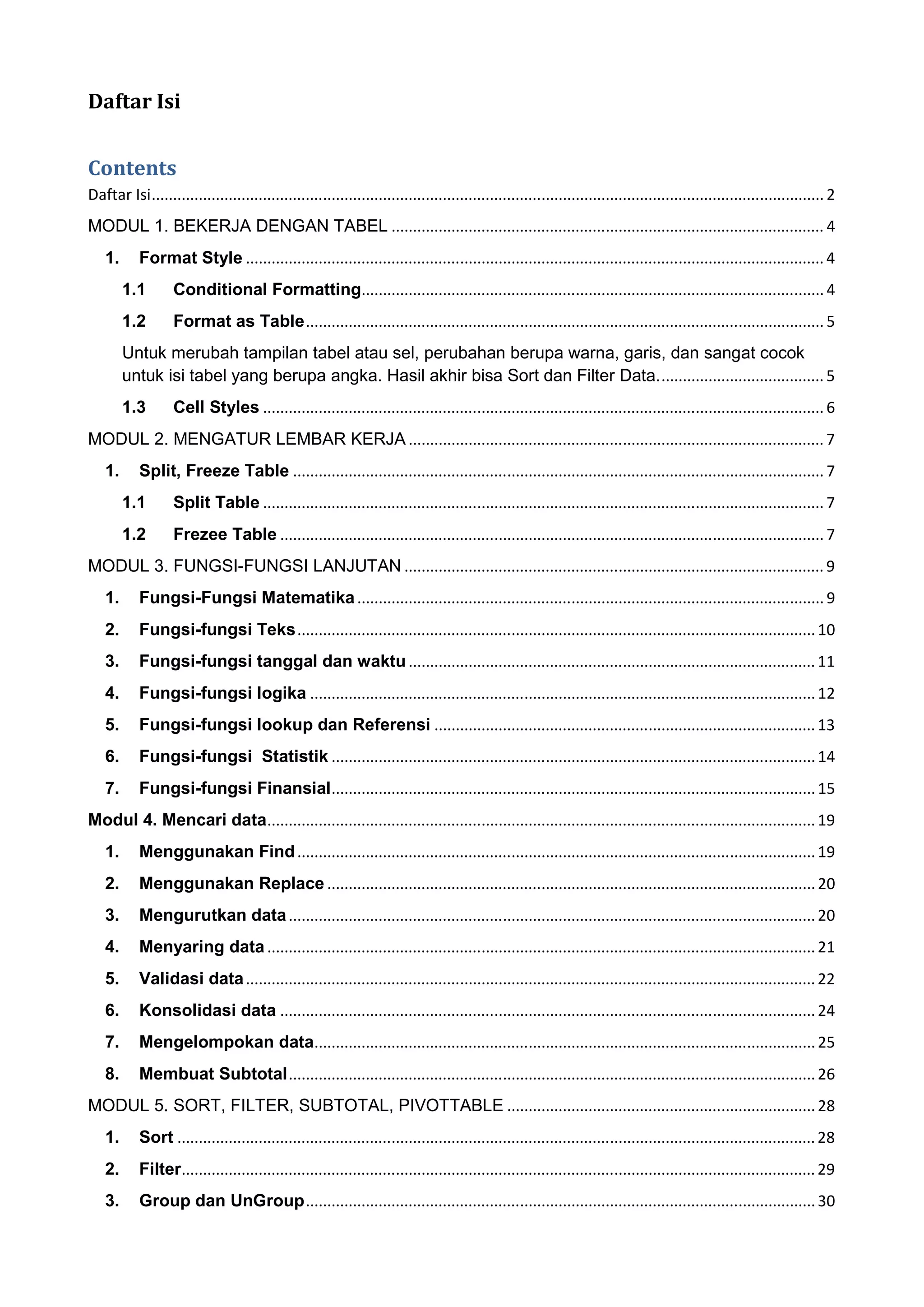 modul pembelajaran microsoft excel tingkat mahir | PDF