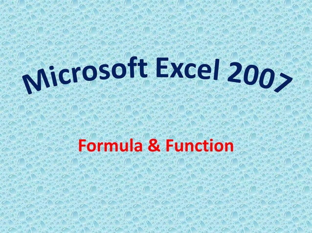 Microsoft excel 2007_formulafunctionx | PPT
