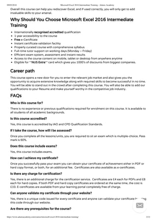 Microsoft excel 2016 intermediate training - Adams Academy | PDF