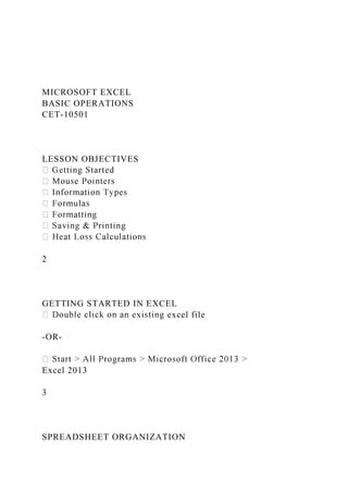 MICROSOFT EXCELBASIC OPERATIONSCET-10501LESSON OBJ.docx | Desktop ...