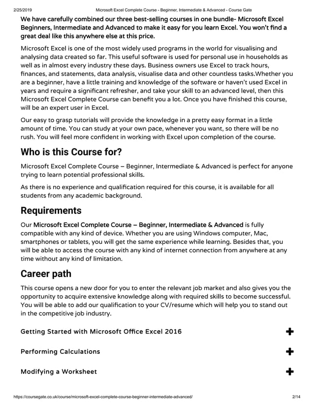 Microsoft excel complete course beginner, intermediate & advanced ...