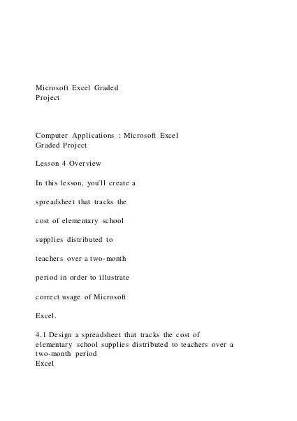Microsoft Excel Graded ProjectComputer Application | PDF