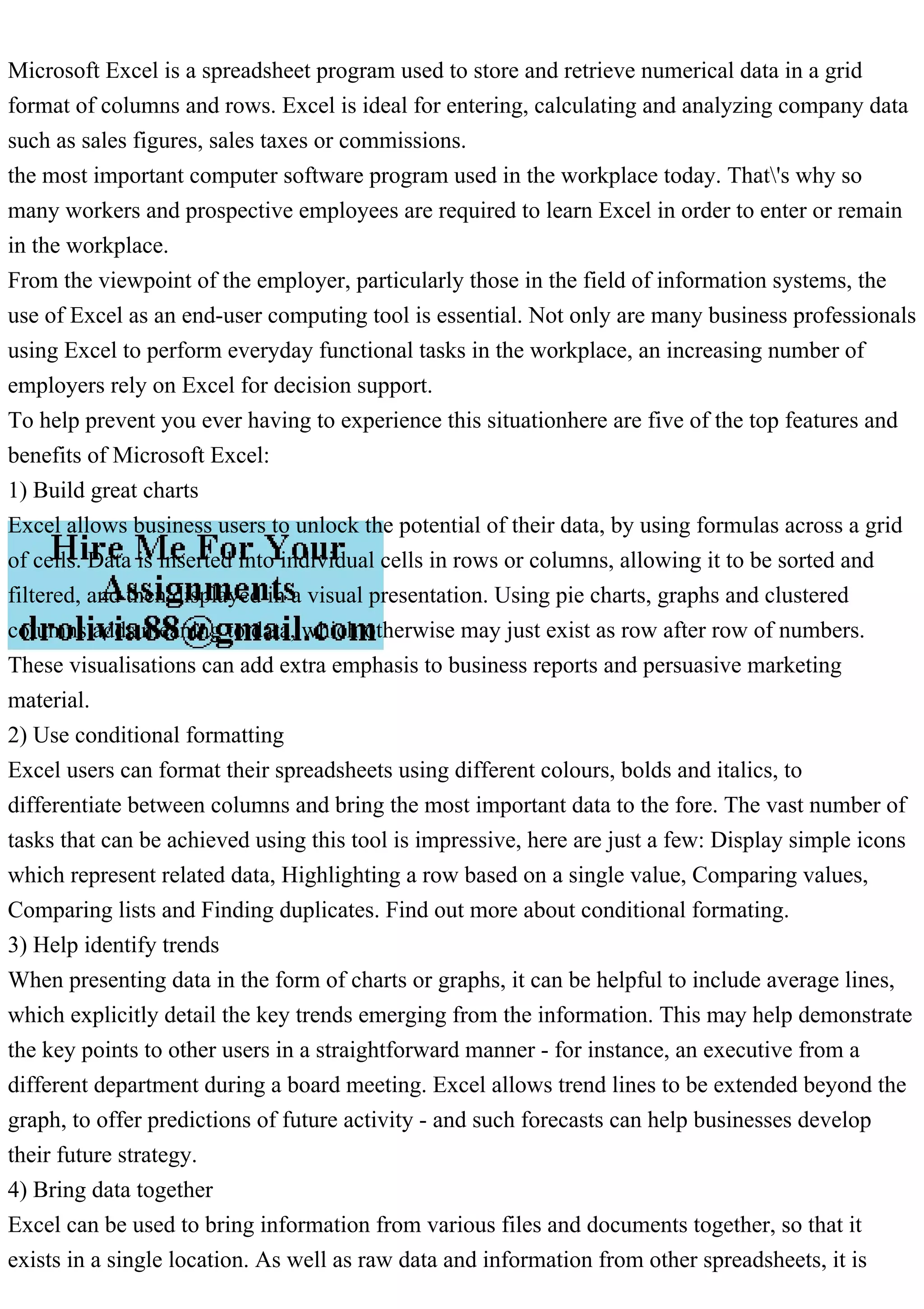 Microsoft Excel is a spreadsheet program used to store and retrieve .pdf