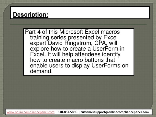 Microsoft Excel Series - Part 4: Creating Custom Excel Interfaces with ...