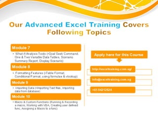 Microsoft Excel Training Singapore - Basic & Advanced Course Details | PPTX | Computer Software ...