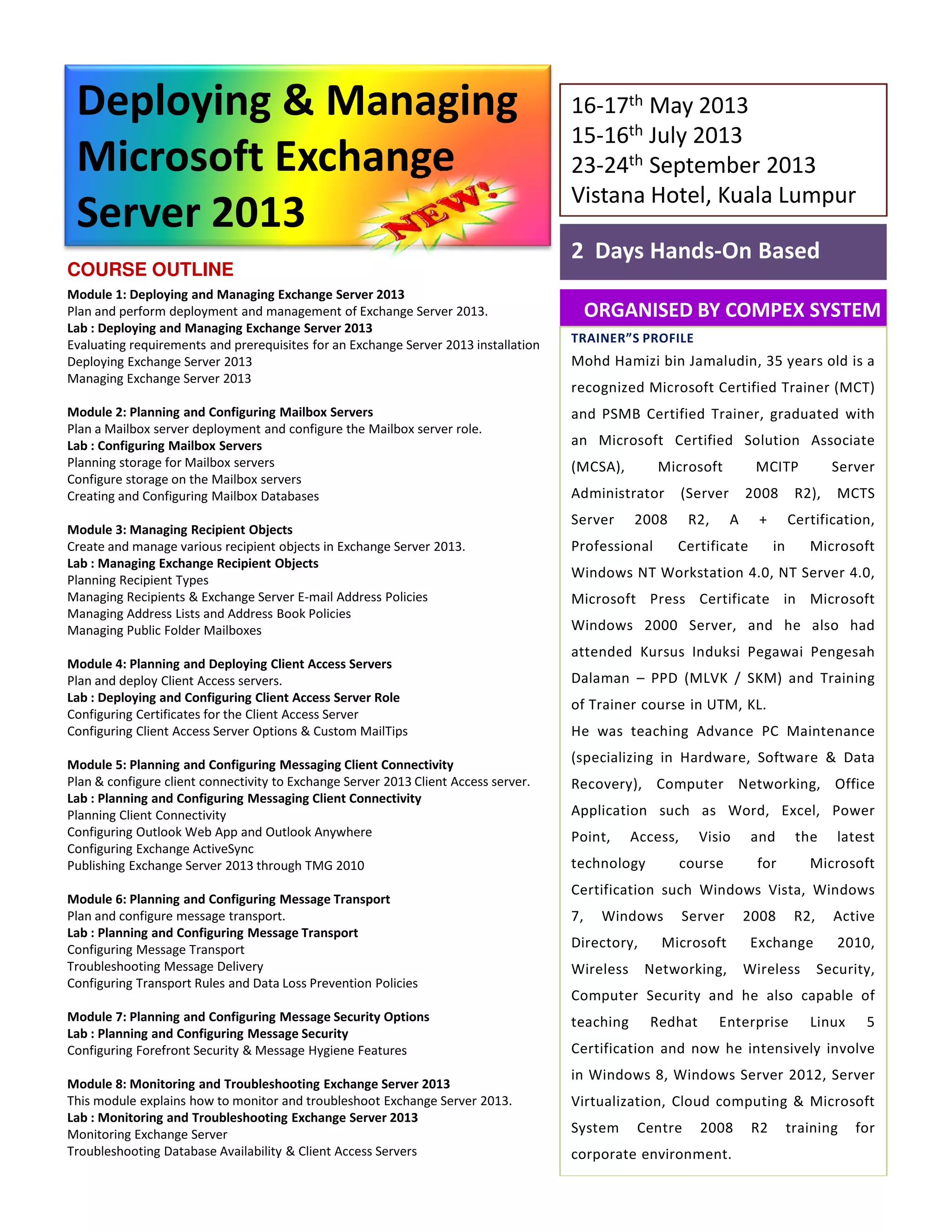 Microsoft exchange server 2013 | PDF
