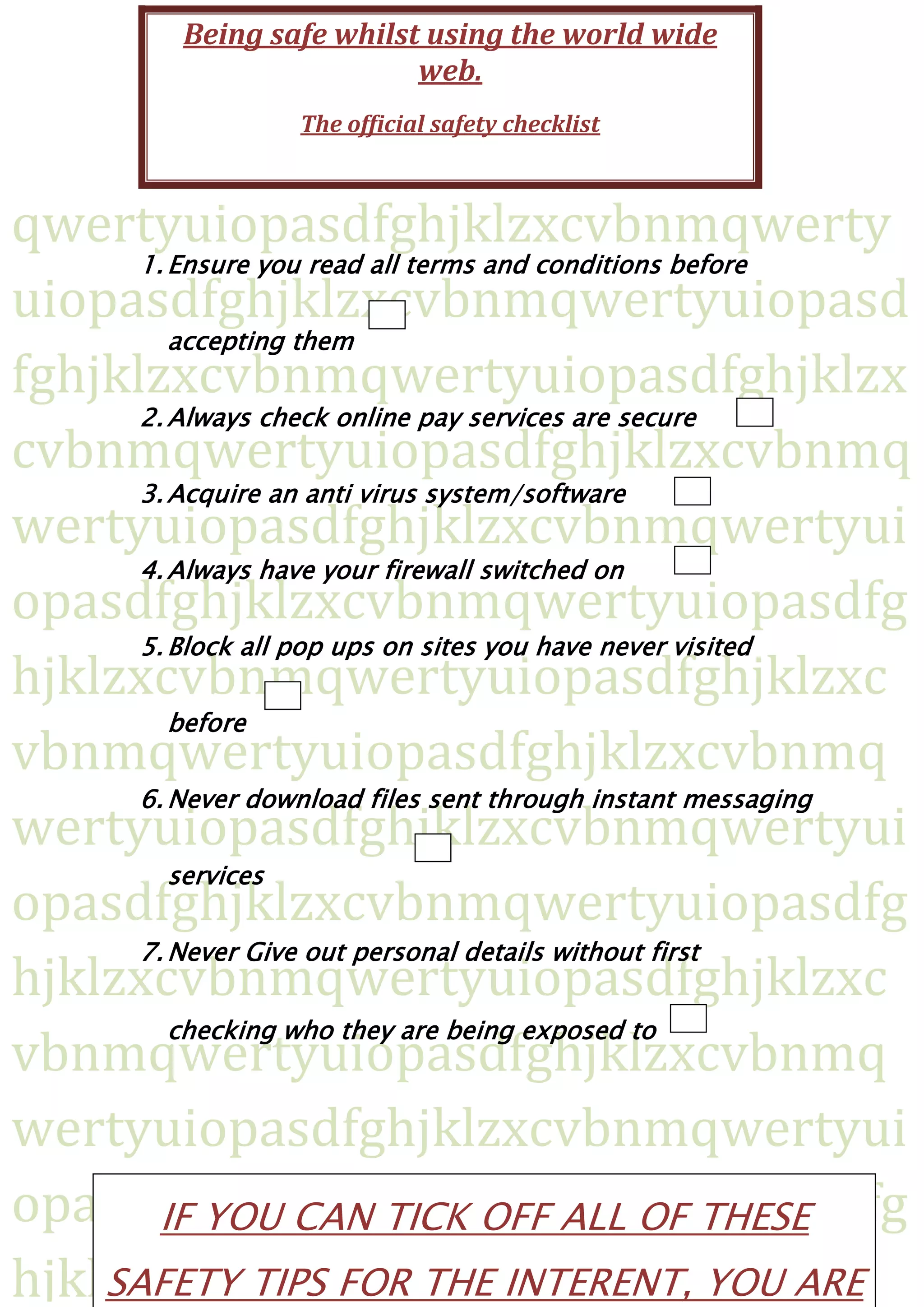 Microsoft Final Internet Safety Poster | DOCX