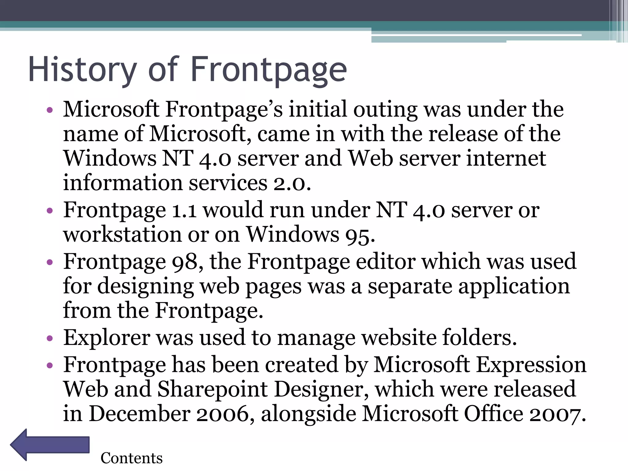 Microsoft FrontPage PPT | PPTX