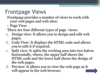 Microsoft FrontPage PPT | PPT