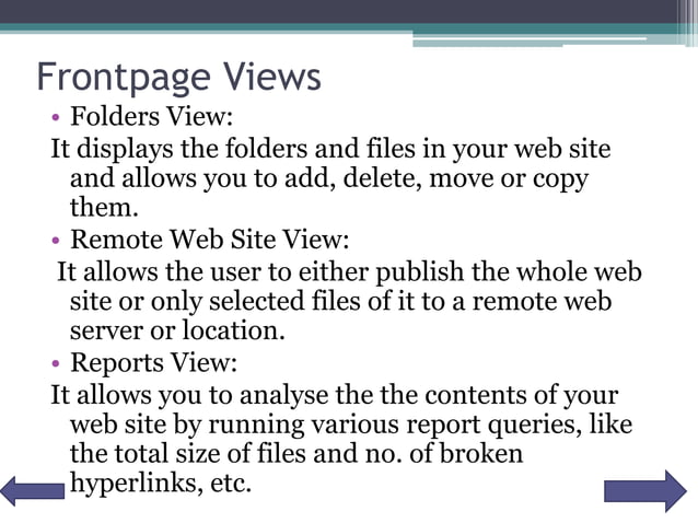 Microsoft FrontPage PPT | PPTX | Web Design and HTML | Internet