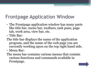 Microsoft FrontPage PPT | PPTX