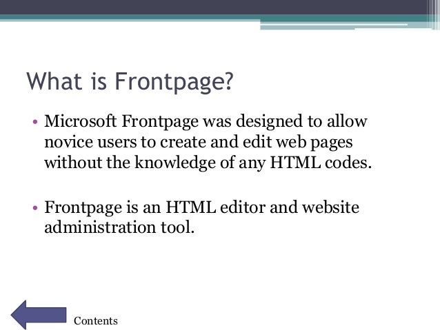 Microsoft FrontPage PPT