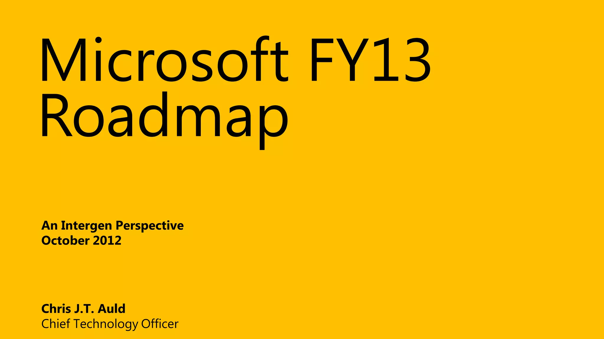 Microsoft Roadmap Overview | PDF | Operating Systems | Computer ...