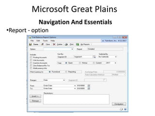 Microsoft Dynamics Great Plains- Navigation | PPTX