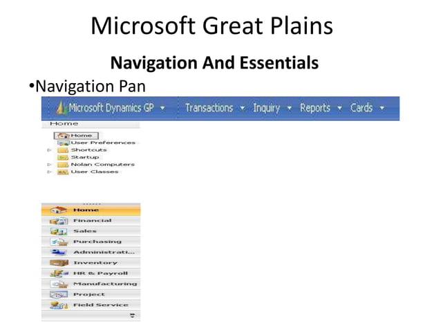 Microsoft Dynamics Great Plains- Navigation | PPTX