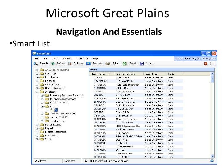 Microsoft Dynamics Great Plains- Navigation