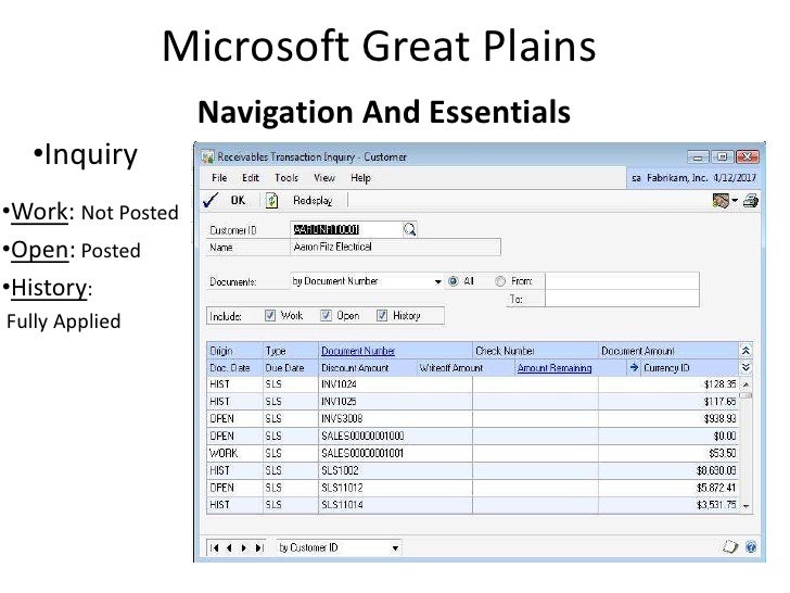 Microsoft Dynamics Great Plains- Navigation