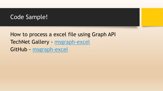 Microsoft Graph API with Excel and .NET Core | PPT