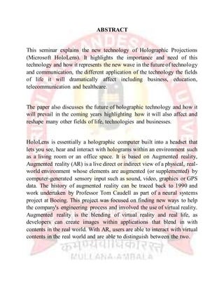 Microsoft Hololens Seminar Report | DOCX