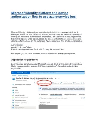 Microsoft identity platform and device authorization flow to use azure service bus | DOCX ...