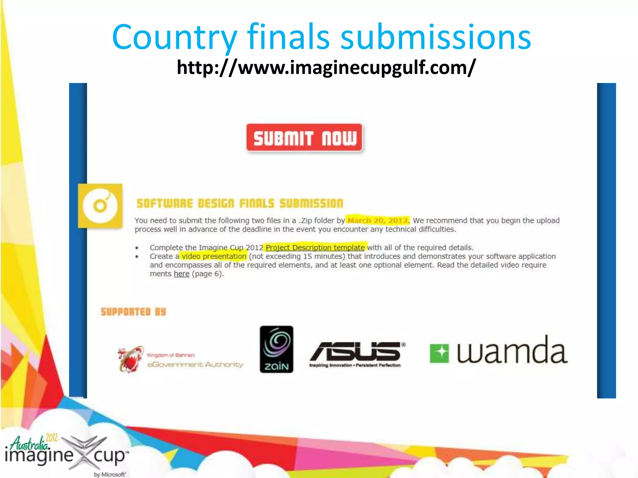 Microsoft Imagine Cup 2012 | PPTX | Events