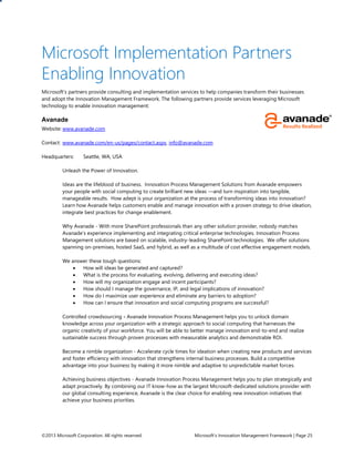 Microsoft innovation framework | PDF