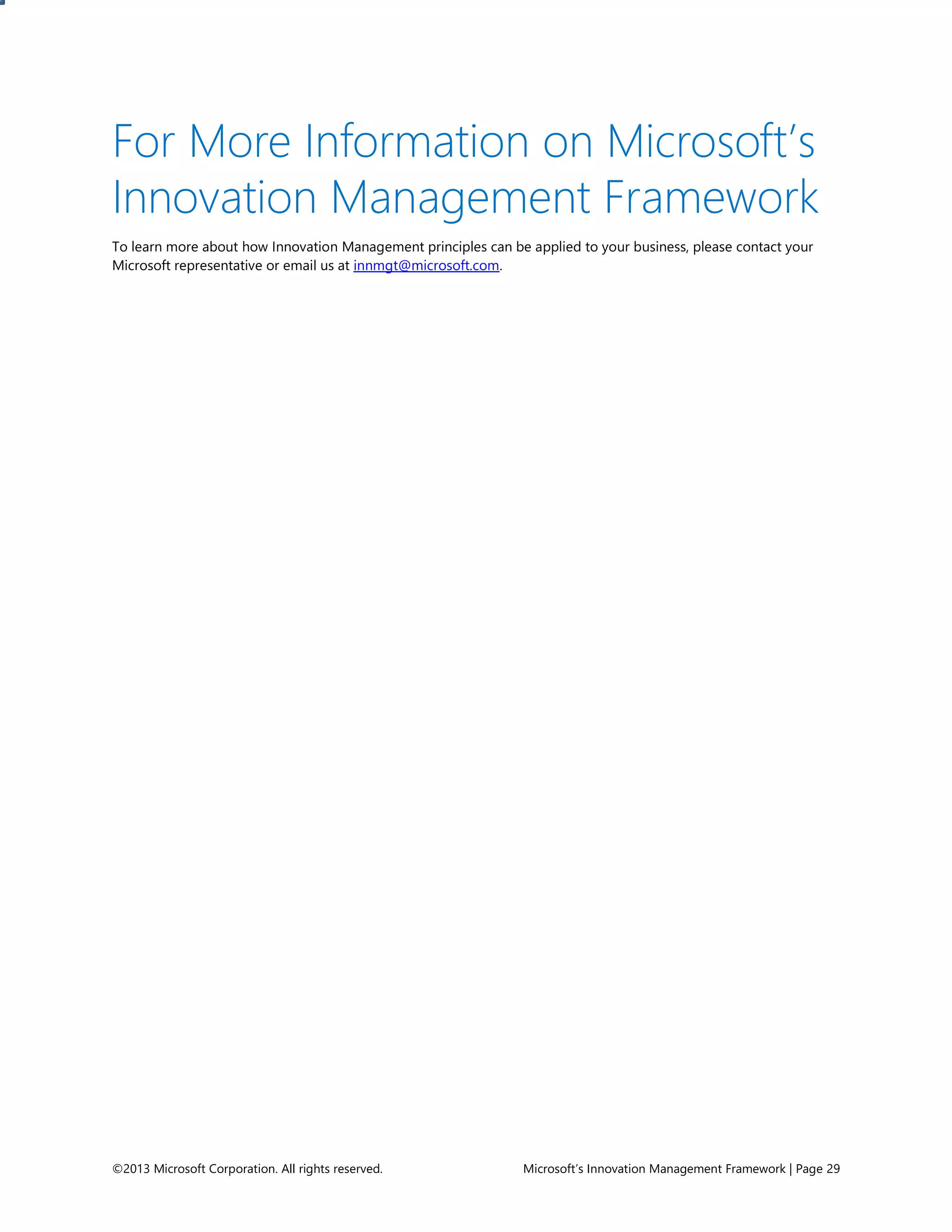 Microsoft innovation framework - 20 May 2015 | PDF