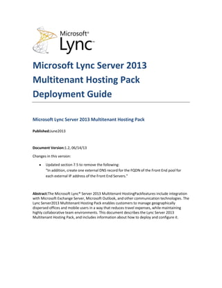 Microsoft lync server_2013_multitenant_pack_for_partner_hosting_deployment_guide | PDF