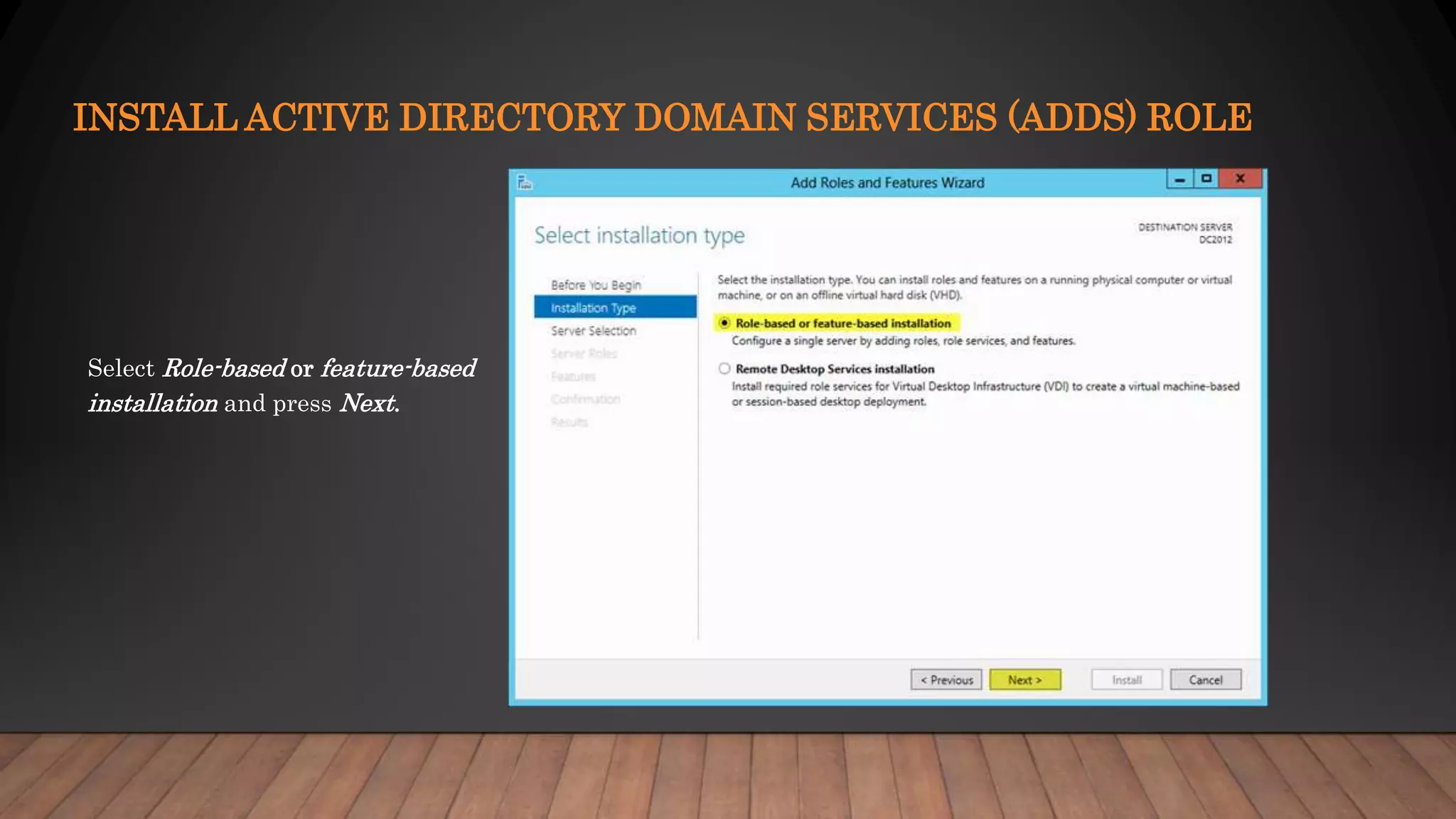 Microsoft MCSA - Install active directory domain services (adds) role | PPTX