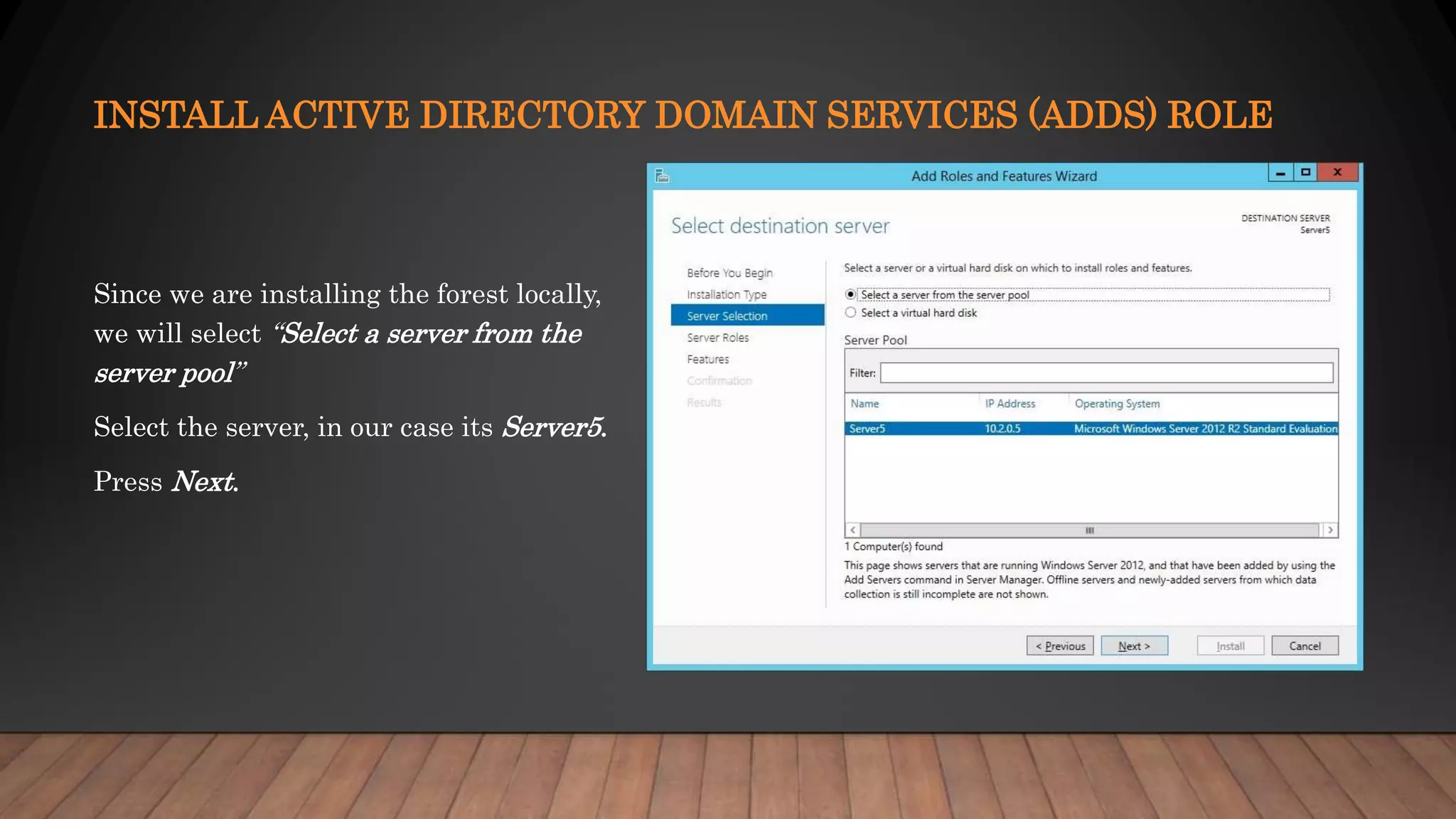 Microsoft MCSA - Install active directory domain services (adds) role | PPTX