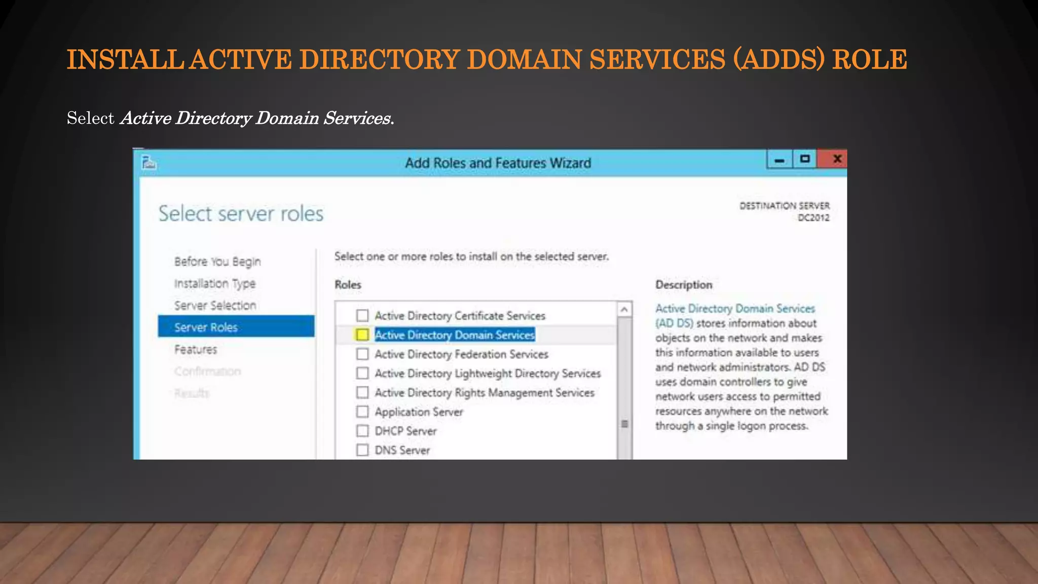Microsoft MCSA - Install active directory domain services (adds) role | PPTX