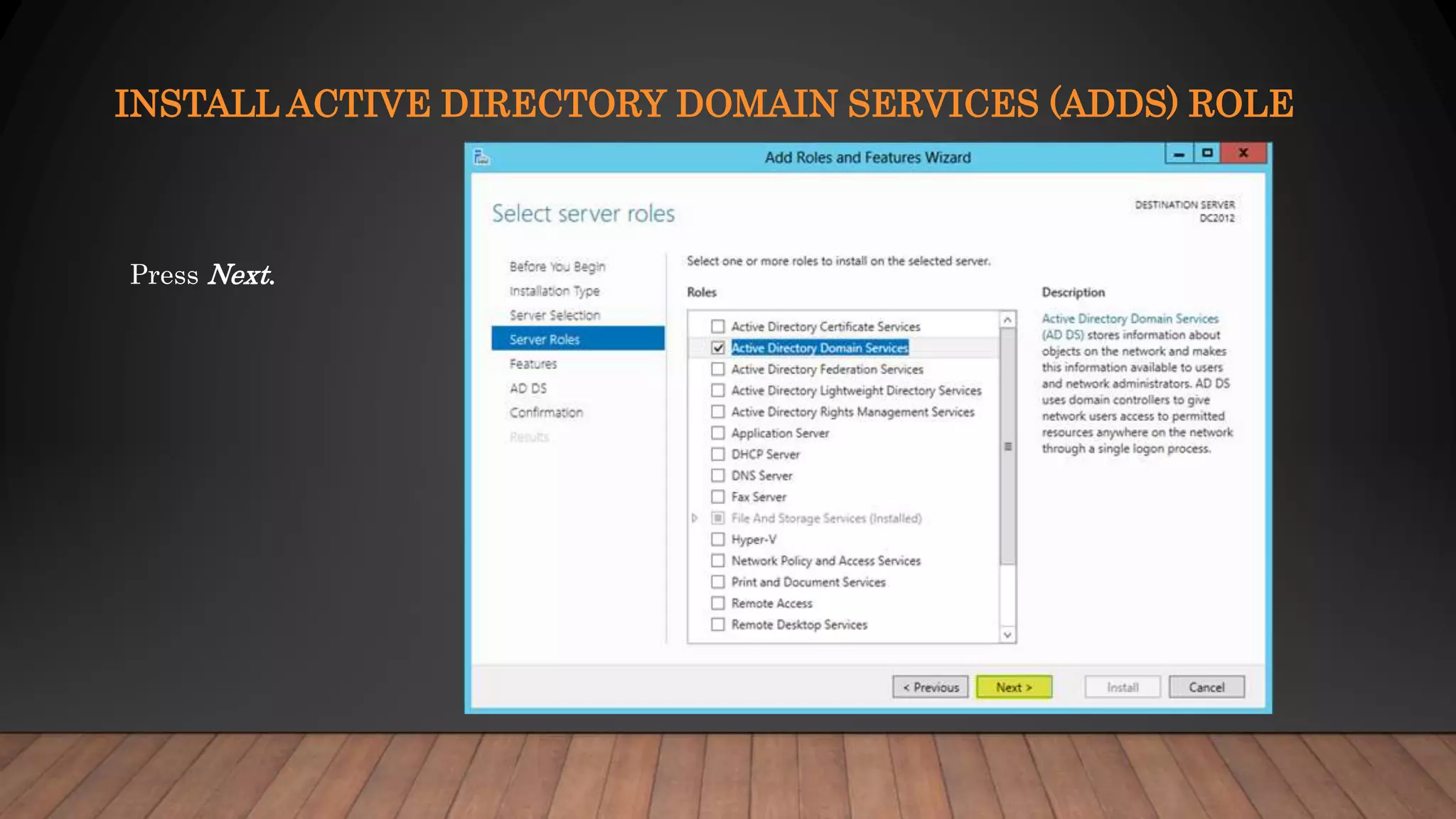 Microsoft MCSA - Install active directory domain services (adds) role | PPTX