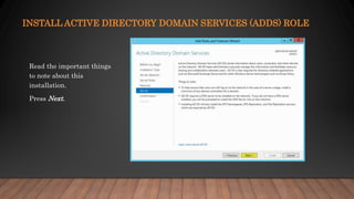 Microsoft MCSA - Install active directory domain services (adds) role | PPTX