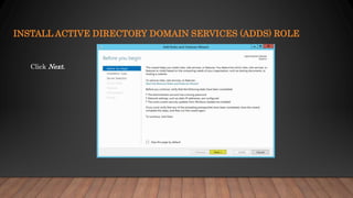 Microsoft MCSA - Install active directory domain services (adds) role | PPTX