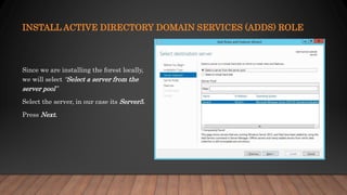 Microsoft MCSA - Install active directory domain services (adds) role | PPTX