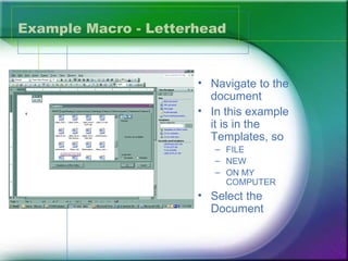 Microsoft Office 2003 Creating Macros | PPT