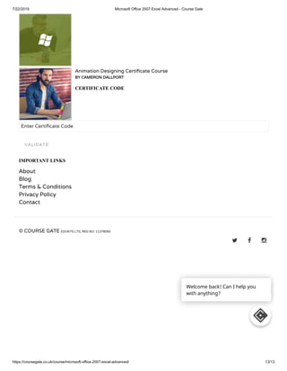 Microsoft Office 2007 Excel Advanced - Course Gate | PDF