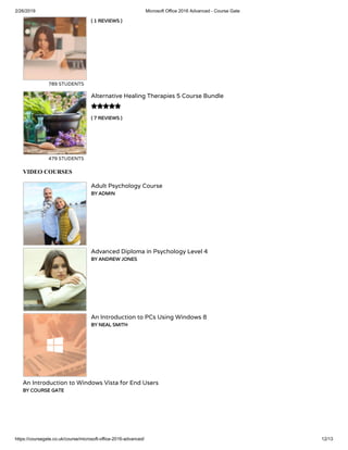 Microsoft office 2016 advanced course gate | PDF