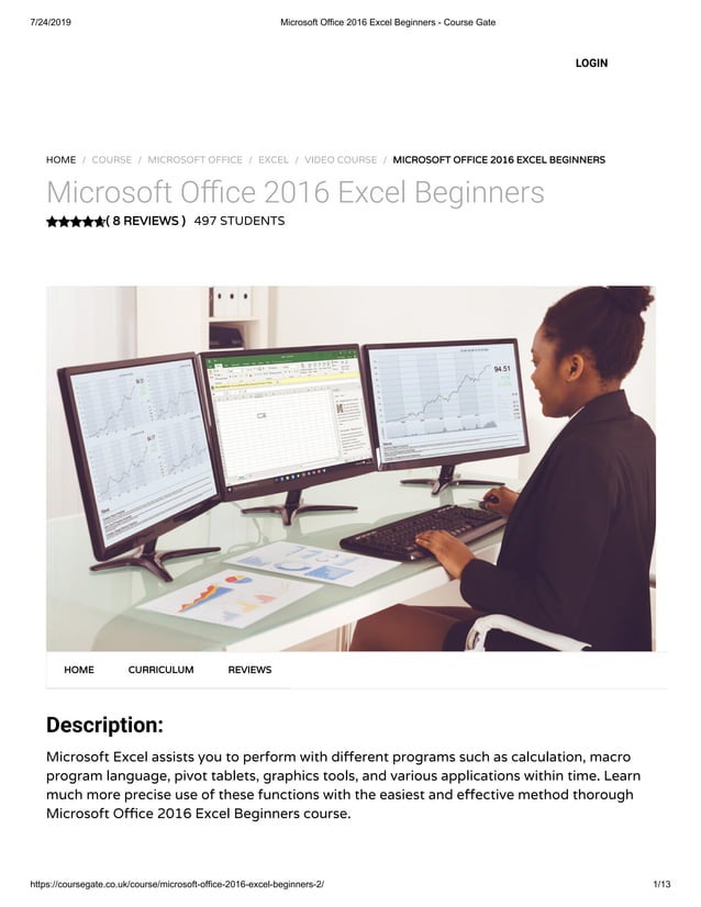 Microsoft Office 2016 Excel Beginners - Course Gate | PDF | Free Download