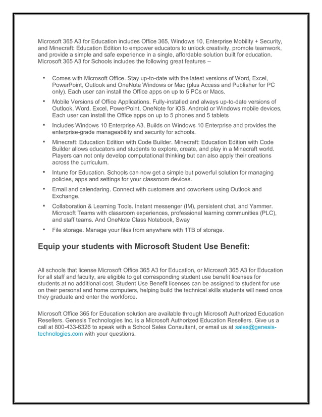 Microsoft Office 365 for Education | PDF | Operating Systems | Computer ...