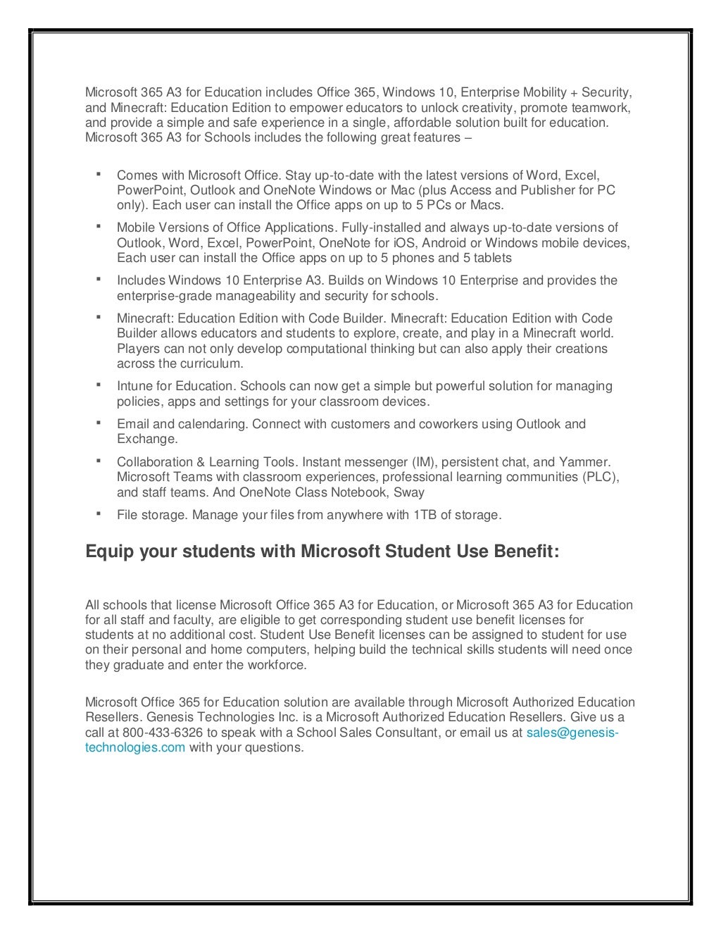 Microsoft Office 365 for Education