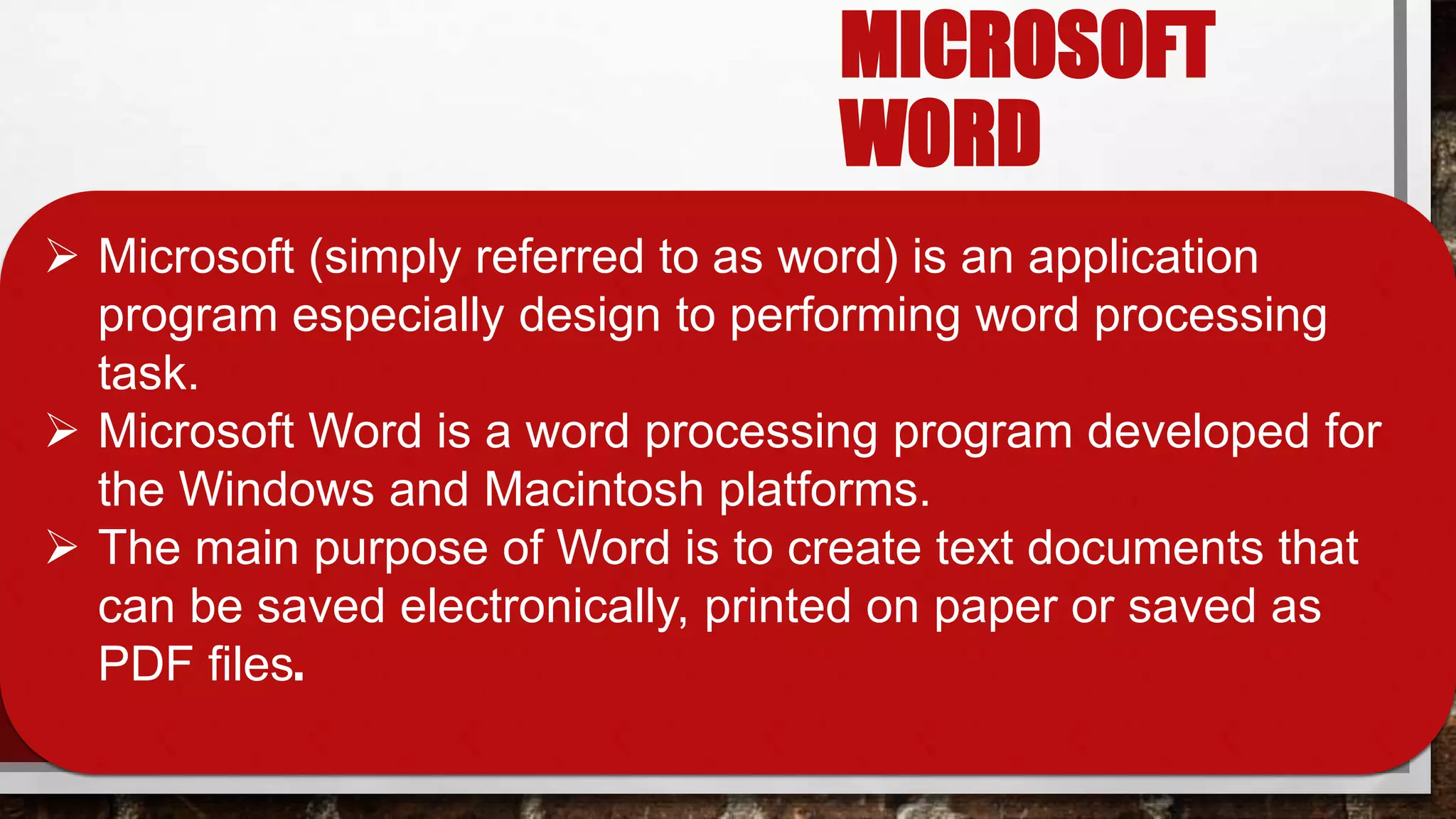Microsoft office Ms word powerpoint | PPTX | Operating Systems ...