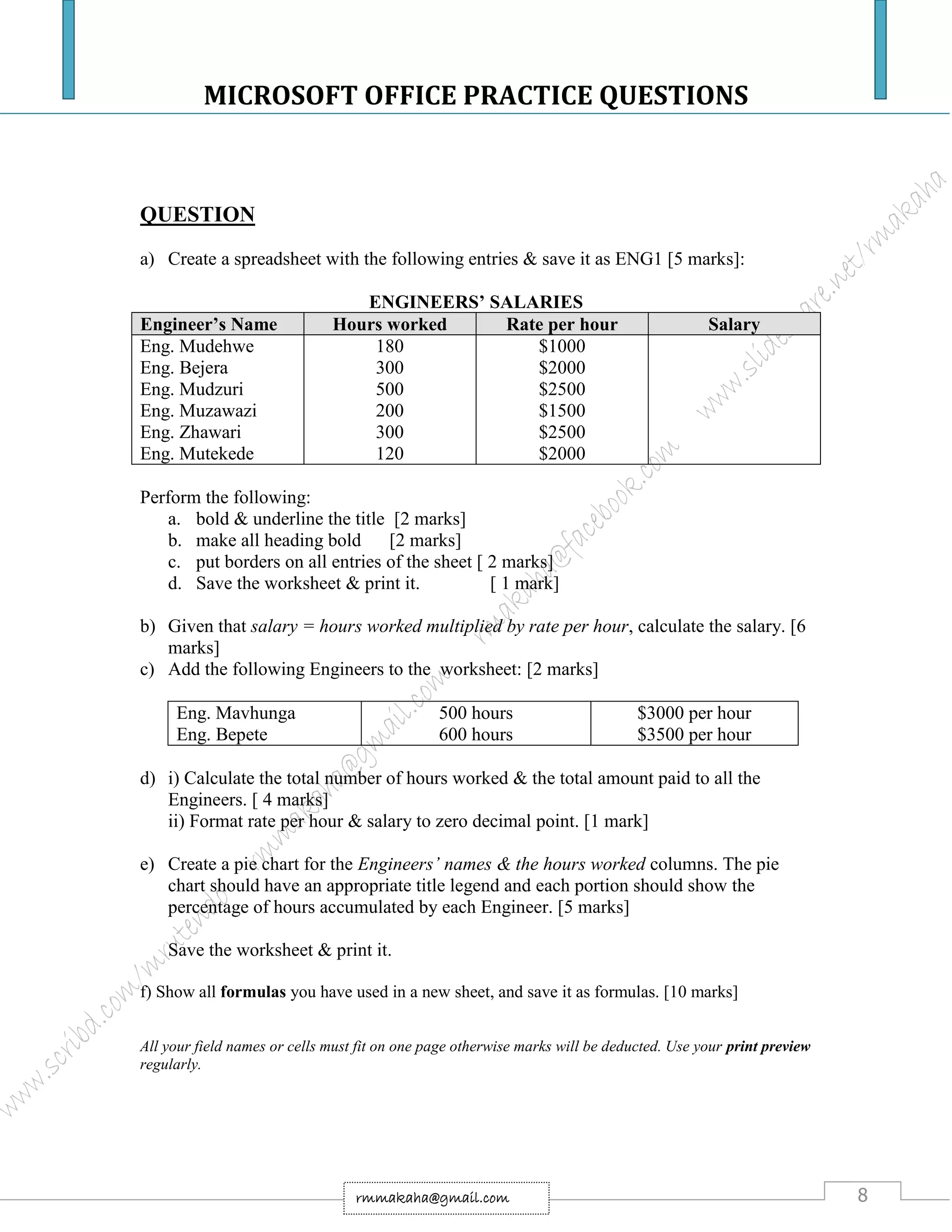 Microsoft Office: Practice Questions | PDF