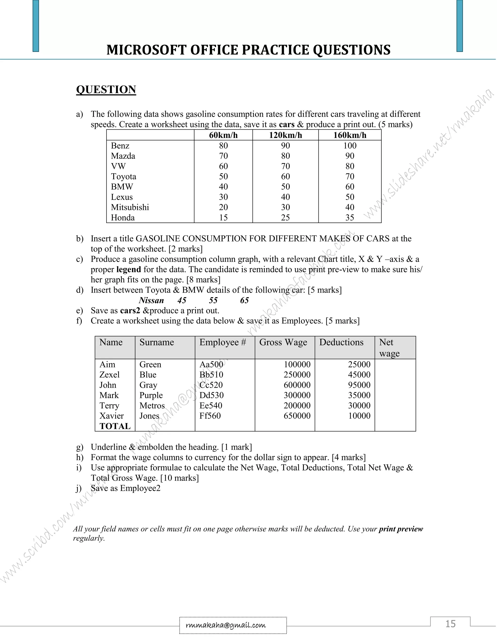 Microsoft Office: Practice Questions | PDF