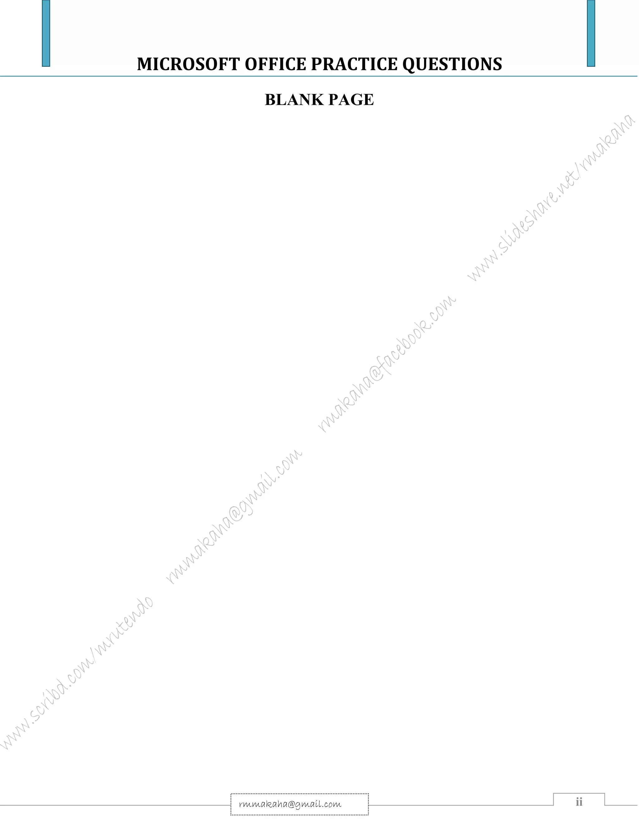 Microsoft Office: Practice Questions | PDF