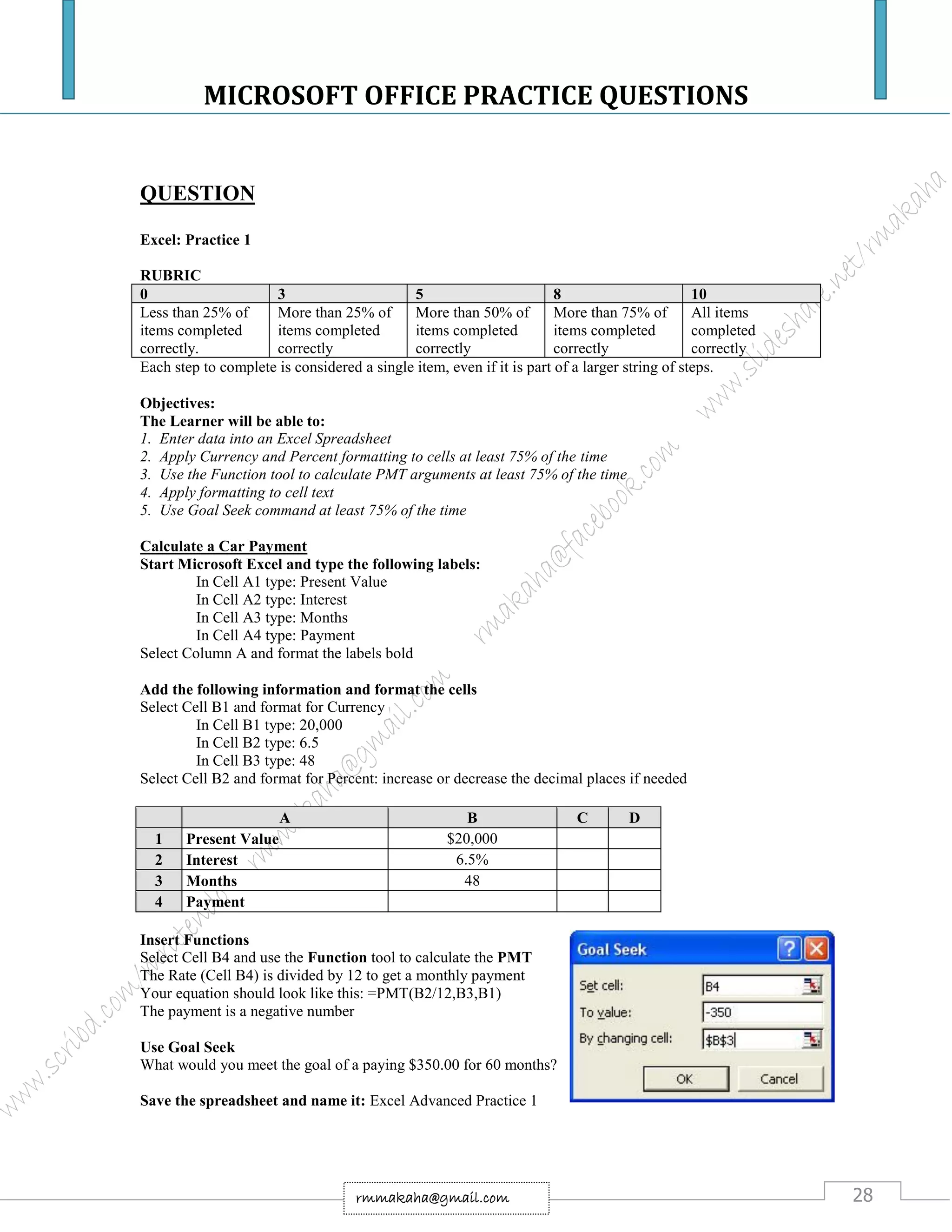 Microsoft Office: Practice Questions | PDF