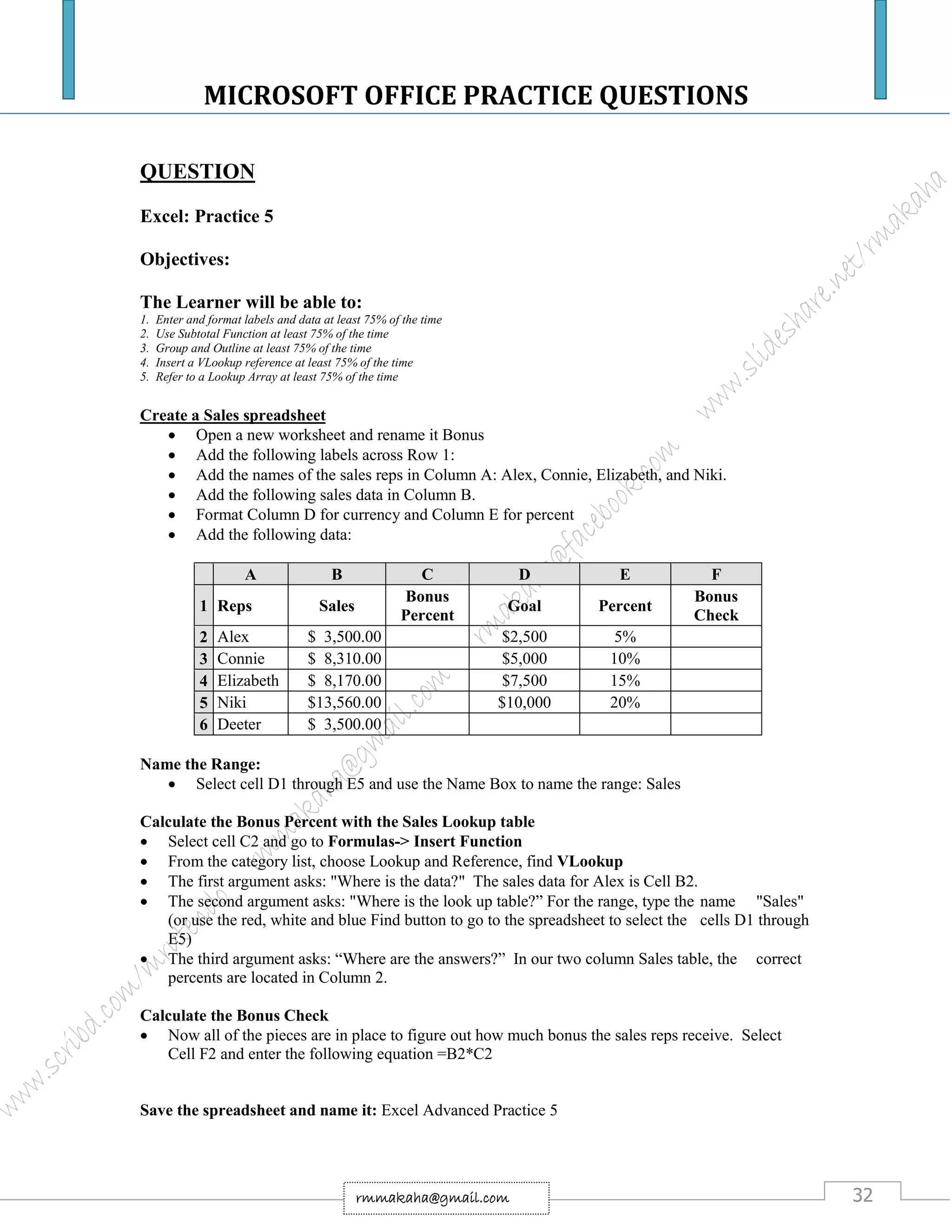 Microsoft Office: Practice Questions | PDF