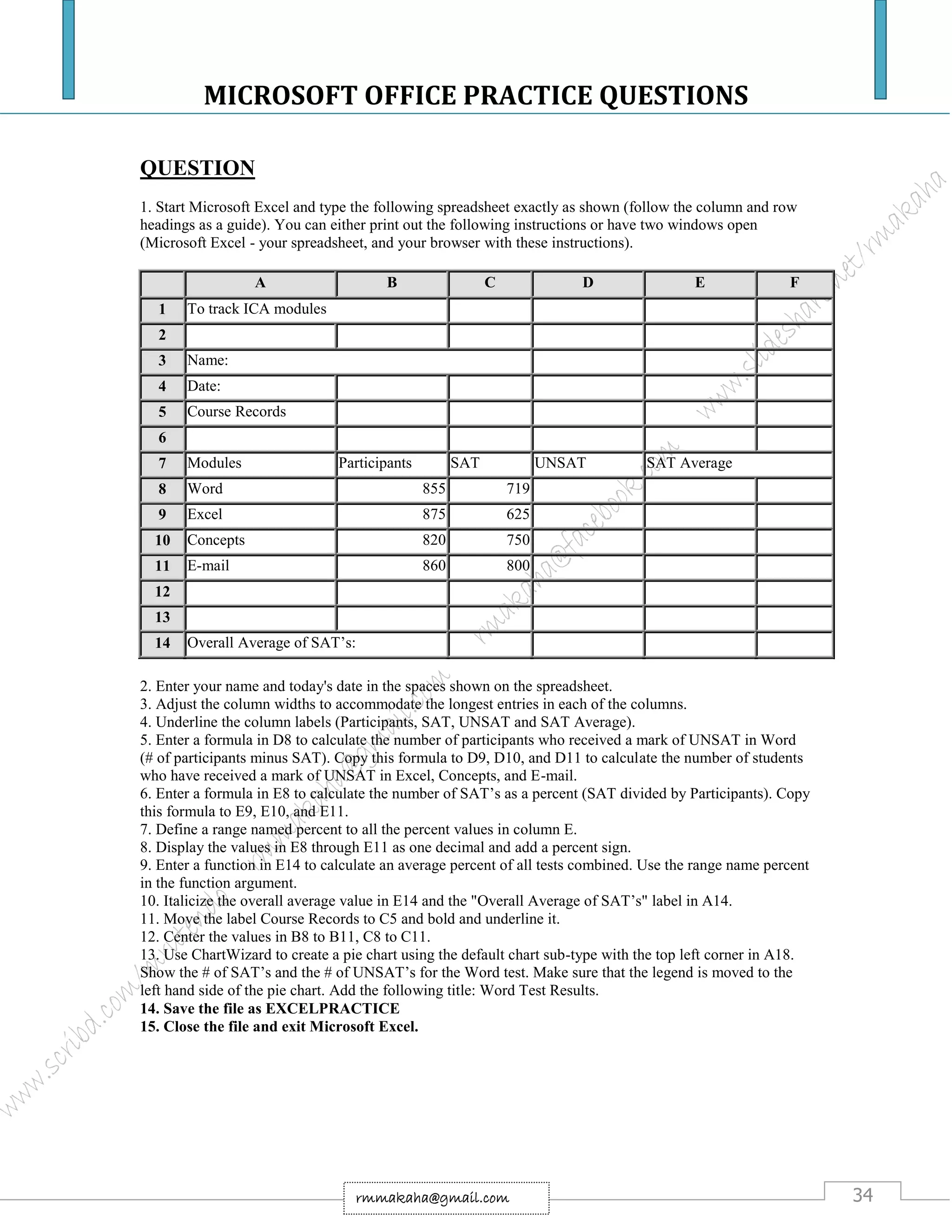 Microsoft Office: Practice Questions | PDF